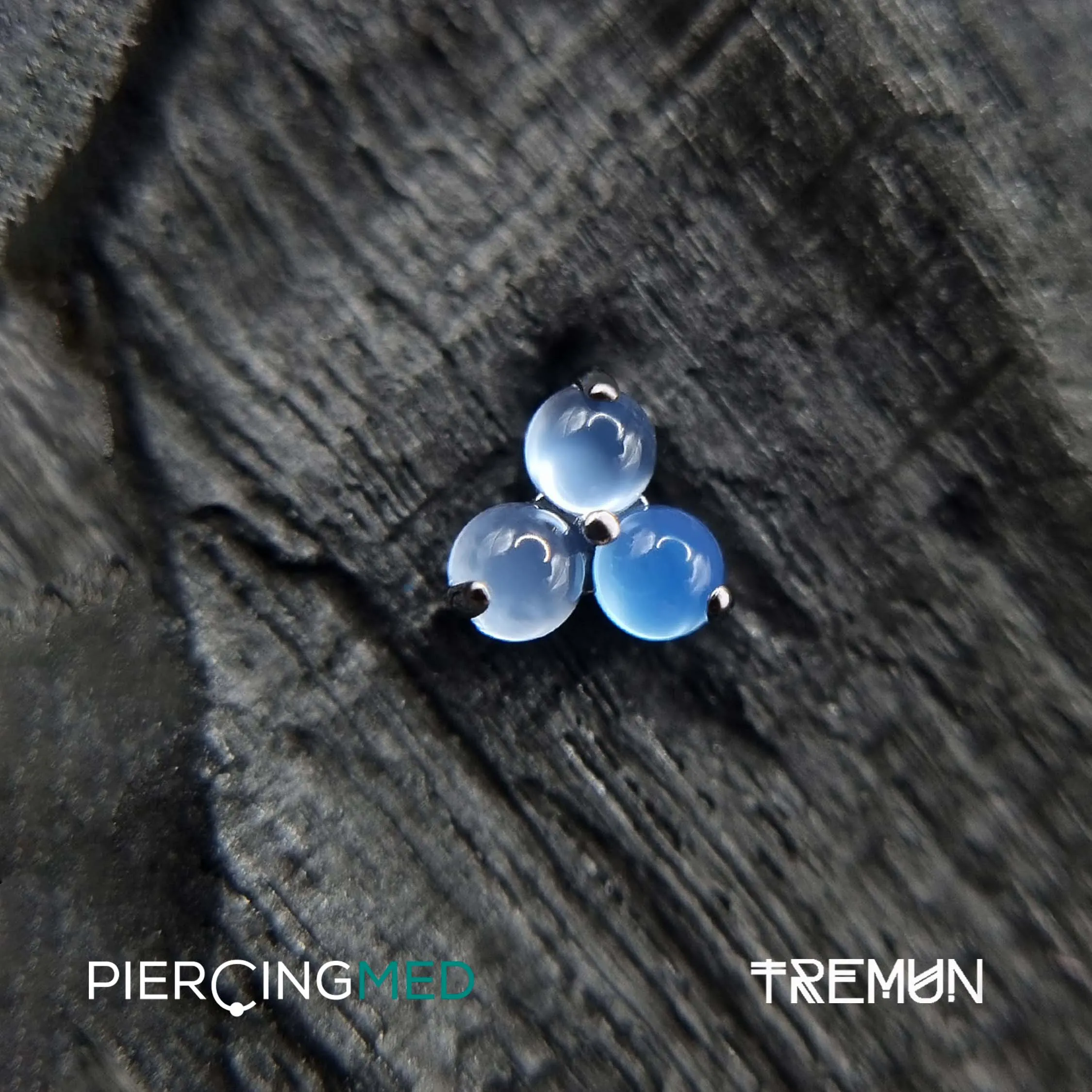 Prong Set 3 Trinity Top - Natural Stone - PiercingMed