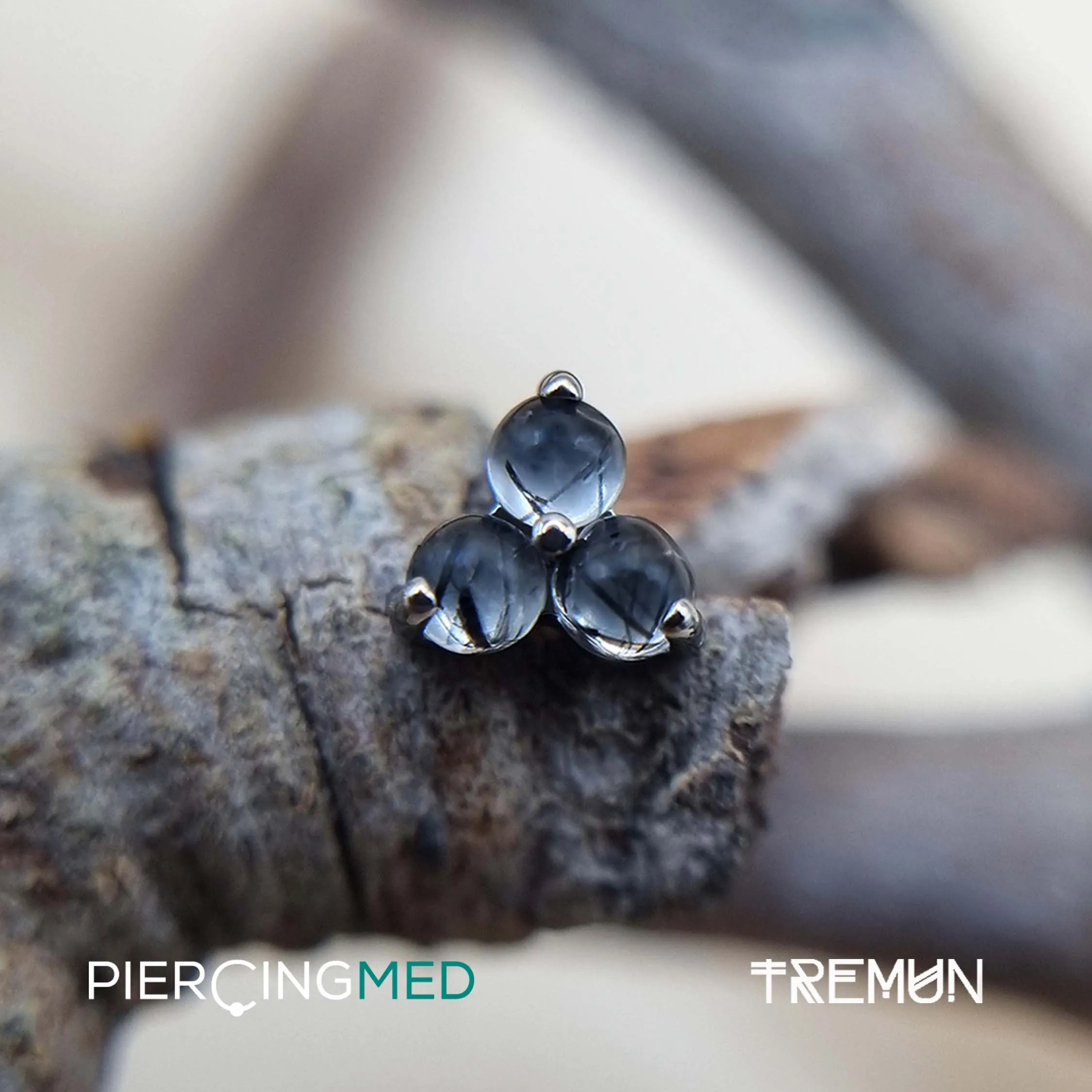 Prong Set 3 Trinity Top - Natural Stone - PiercingMed